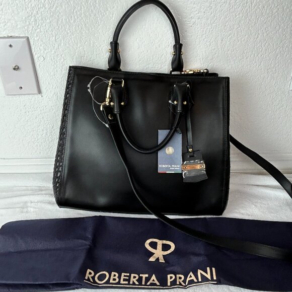 Roberta Prini | Bags | Roberta Prani Black Leather Hand Bag Italian ...